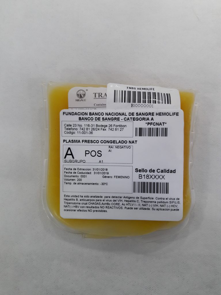 Plasma Fresco Congelado + NAT A+ – Fundación Banco Nacional de Sangre ...